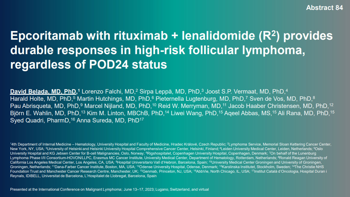 Efekt kombinačního režimu rituximab + lenalidomid + epcoritamab u ...